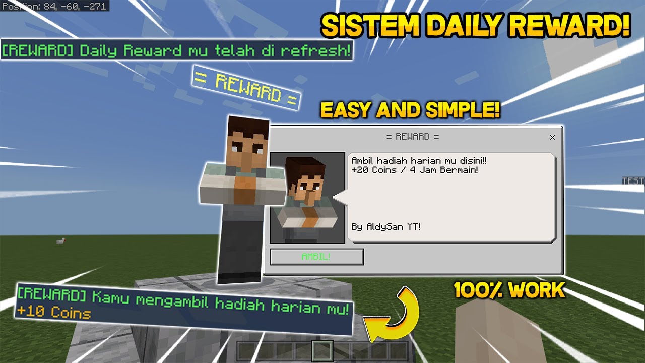 Cara Membuat SISTEM DAILY REWARD Di Minecraft PE | Tutorial Command Block - YouTube