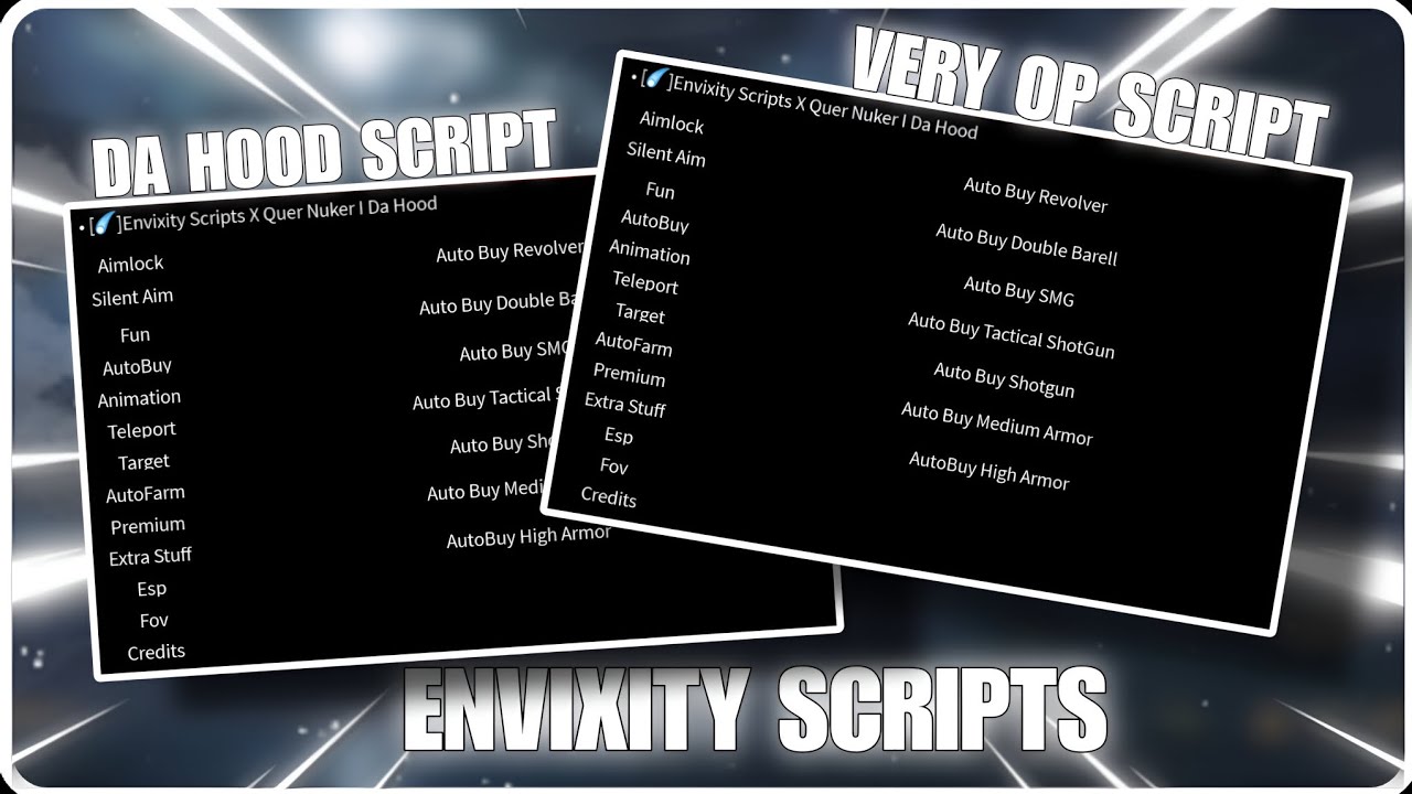 * BEST * Da Hood OP Envixity Scripts Gui, Aimlock/Silent Aim, Teleport ...