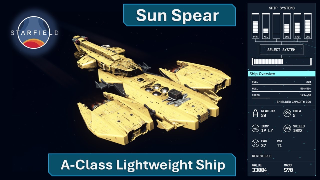 Starfield - Sun Spear: A-Class Lightweight Explorer's Ship - Parts List ...