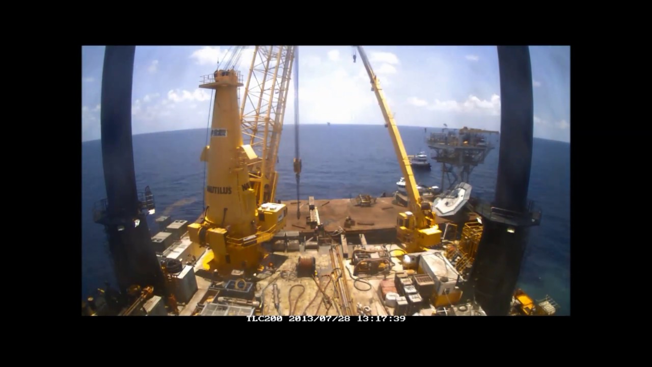 Oil States Nautilus Marine Cranes on board the Montco Liftboat - YouTube