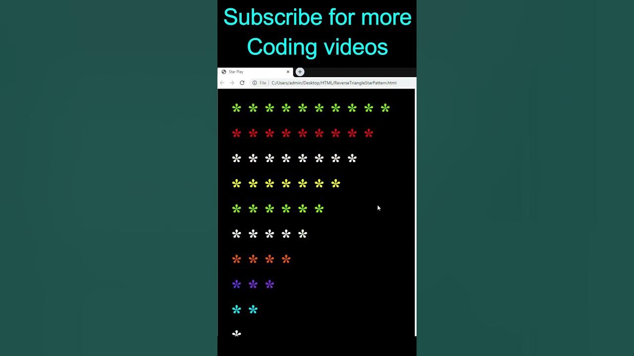 HTML, CSS and JavaScript Code to Print Reverse Triangle Star Pattern #shorts - YouTube