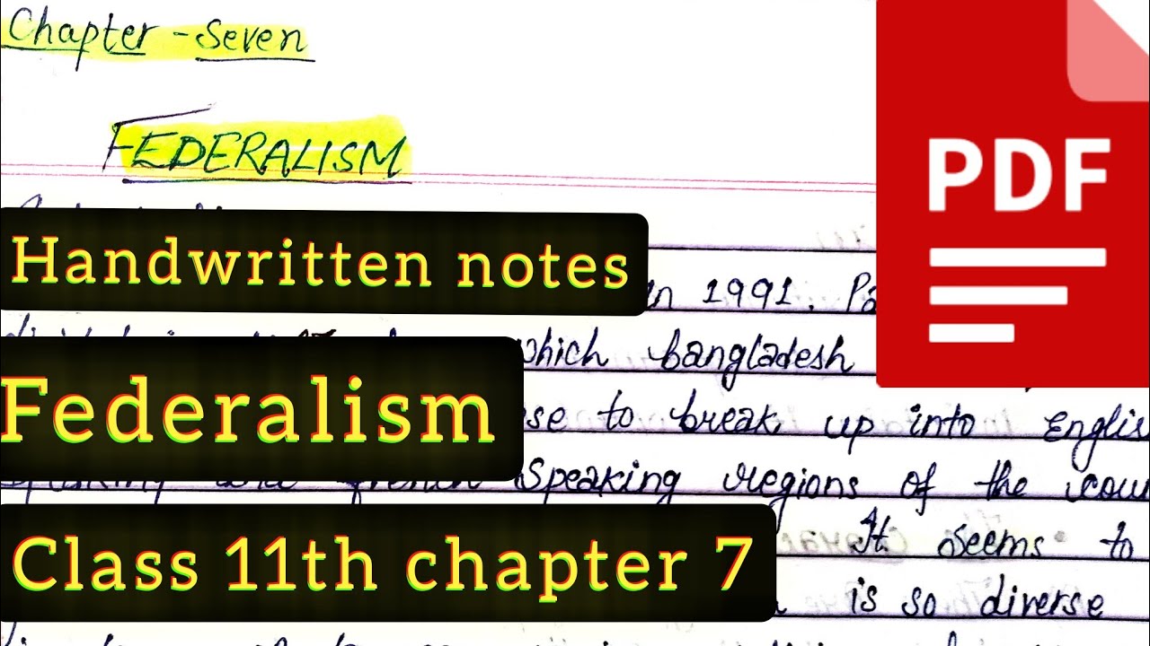 Notes of chapter 7| Federalism| class 11 political science NCERT ...