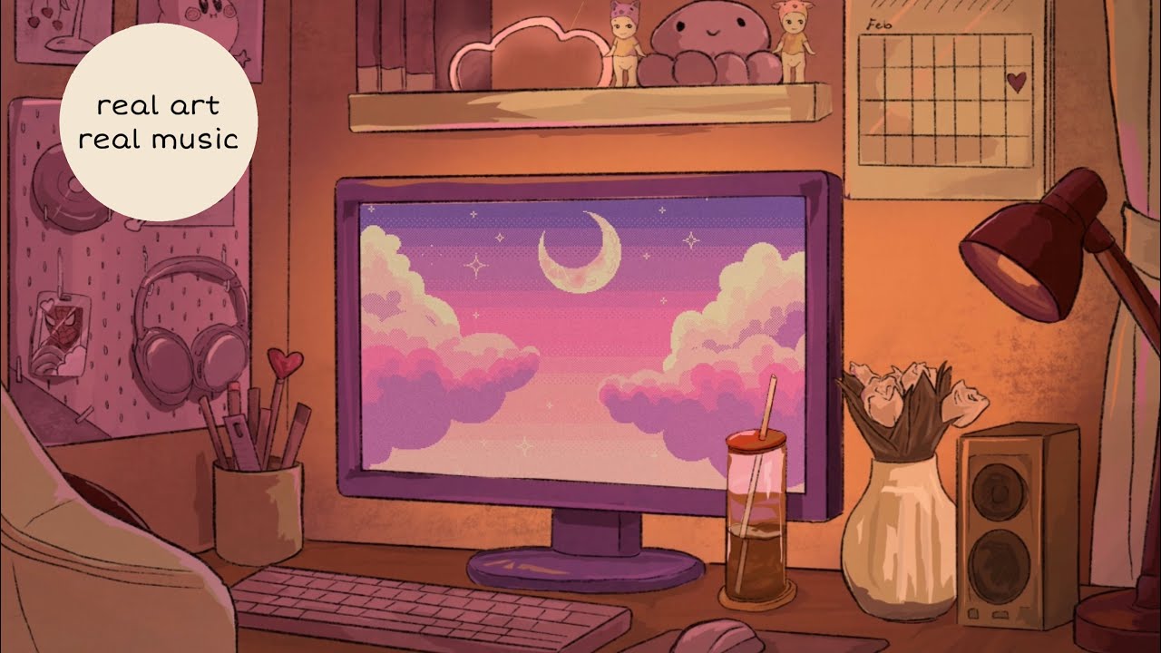 relaxing study with cute computer setup, chill lofi beats playlist ...