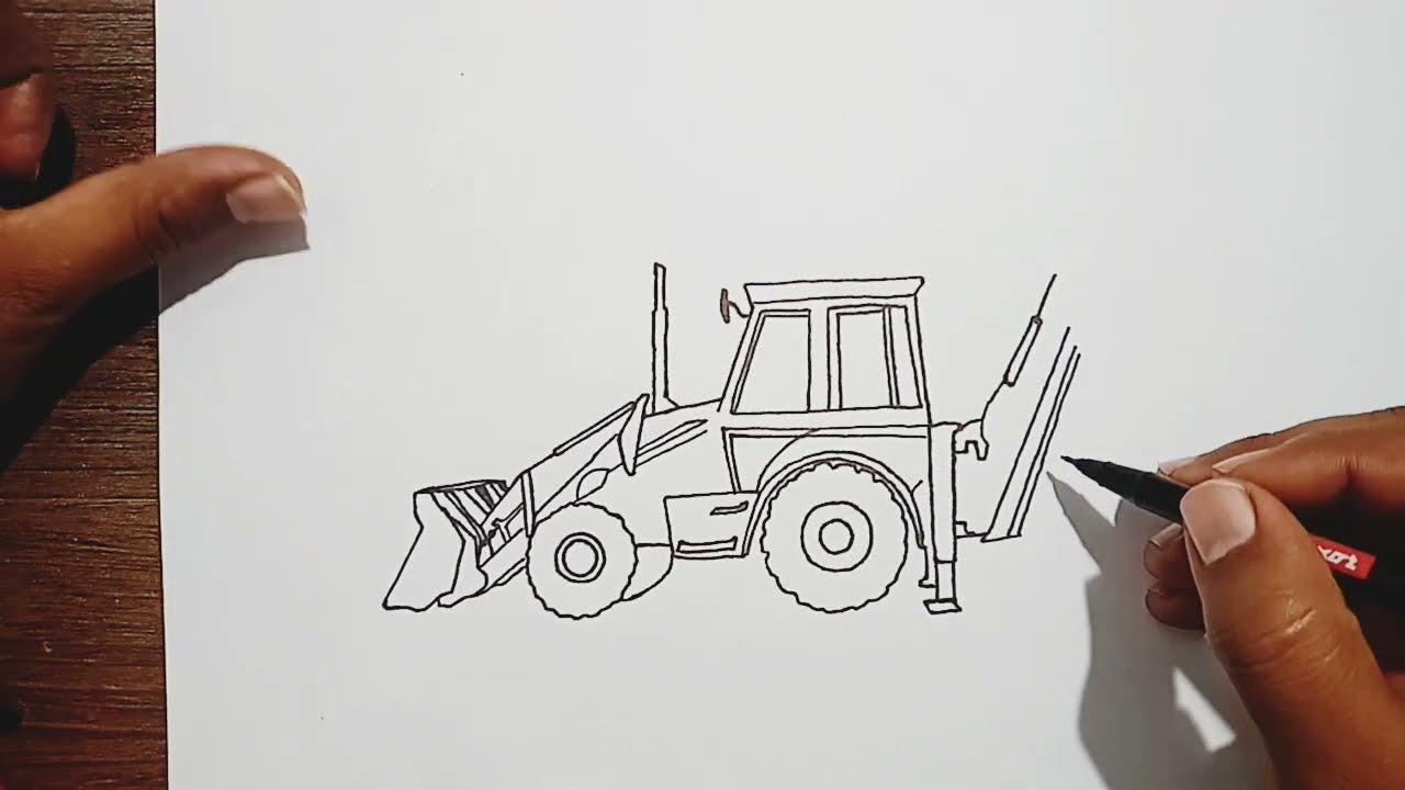 How to draw JCB Backhoe - YouTube