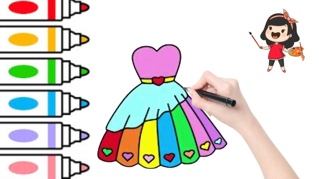 How to draw a cute colorful dress 👗/Easy drawing ideas/Simple art - YouTube