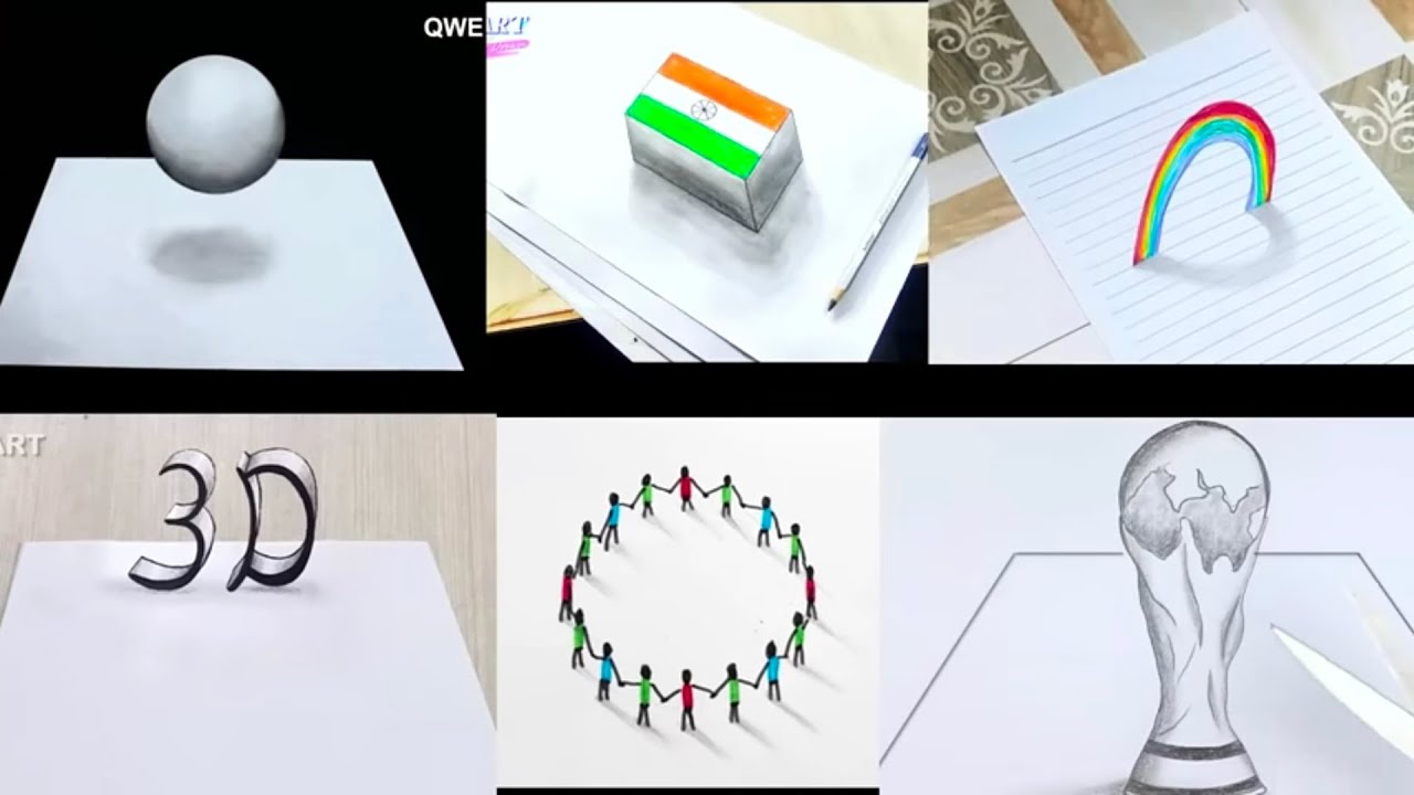 HOW TO DRAW 6 EASY 3D DRAWING TUTORIAL || EASY ILLUTION TUTORIAL ...