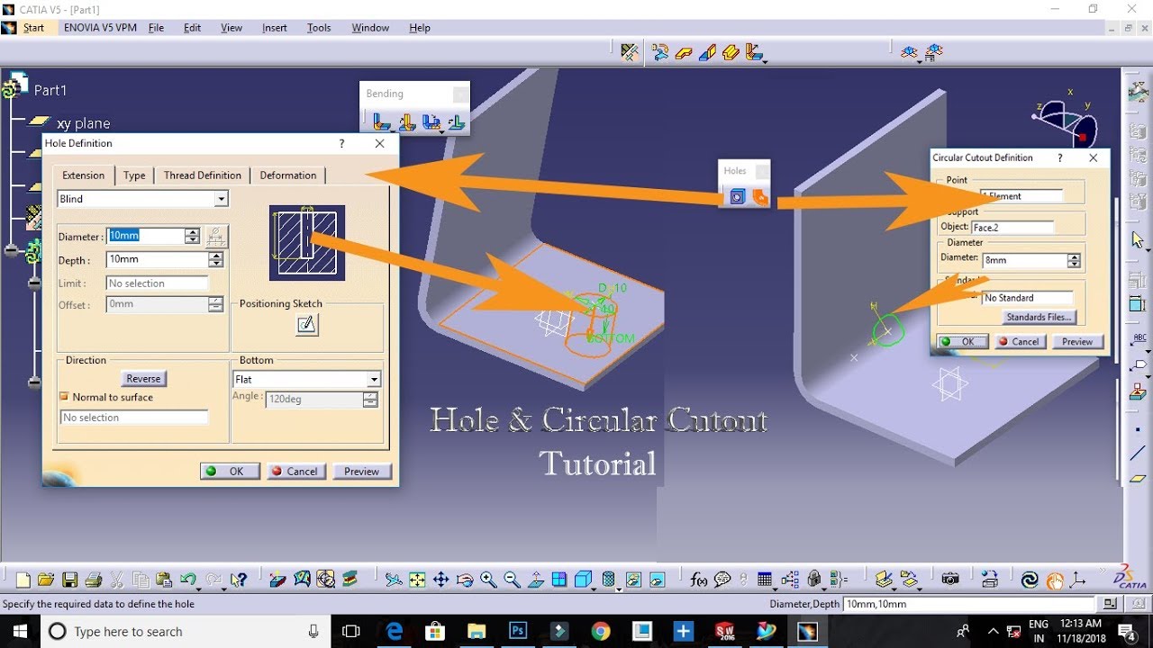 Catia V5 Sheet Metal Design Hole and Circular Cut | Tutorial - 16 ...