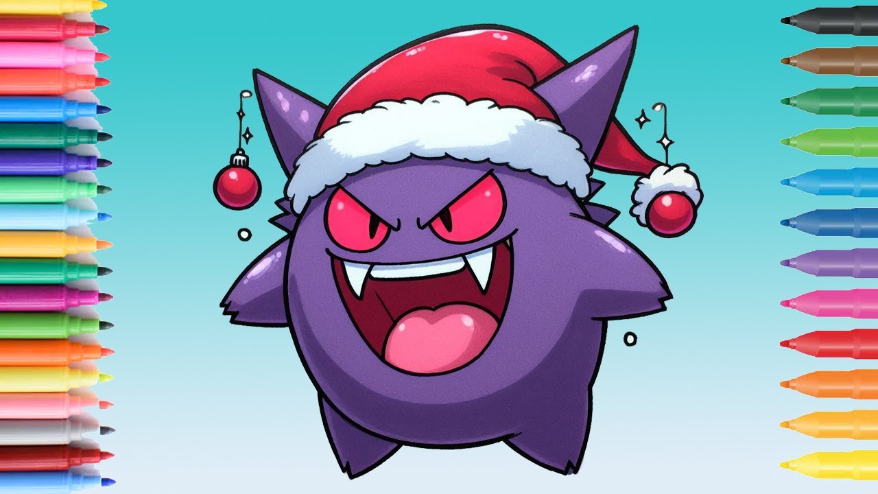 Draw and Color GENGAR | POKEMON KAWAII | CHRISTMAS Drawings for KIDS ...