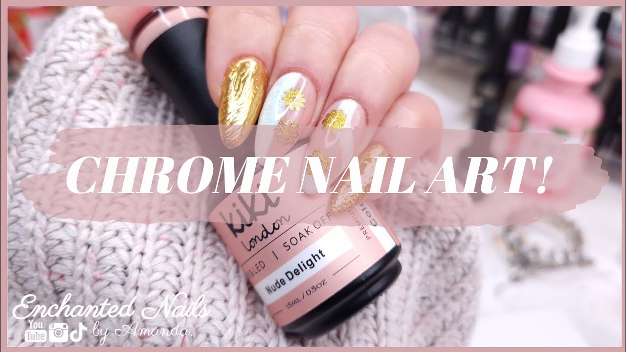TEXTURED CHROME NAIL ART WITH CHROME NAIL STAMPING ️ Spring Nail Art ...