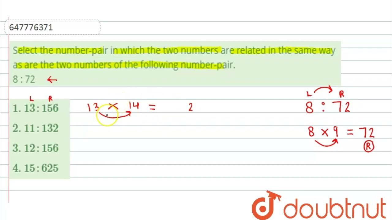 Select the number-pair in which the two numbers are related in the same ...