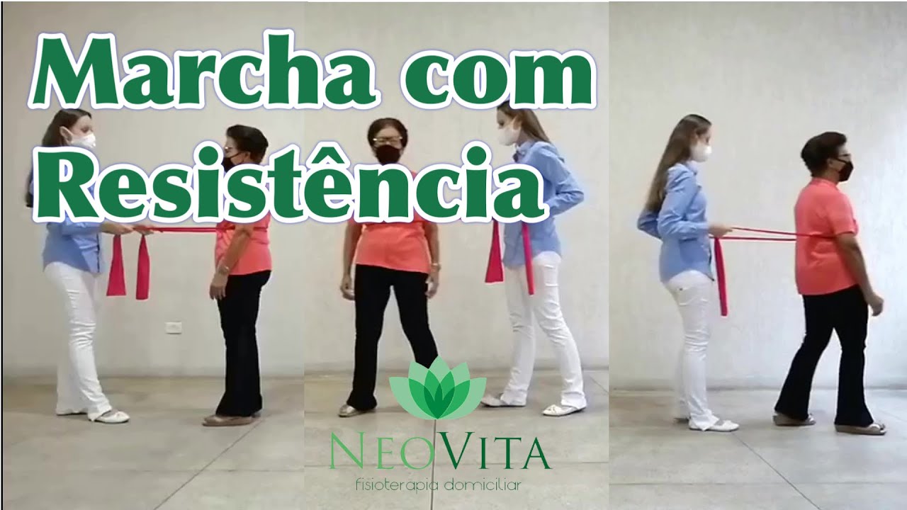 Marcha frontal, lateral e de costas contra a resistência elástica ...