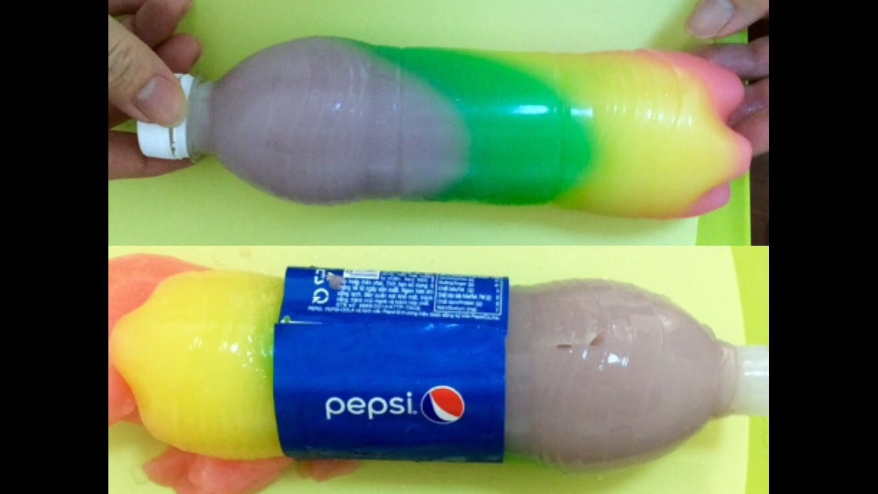 How to make rainbow Pepsi bottle milk pudding jelly - Channel 2N - YouTube