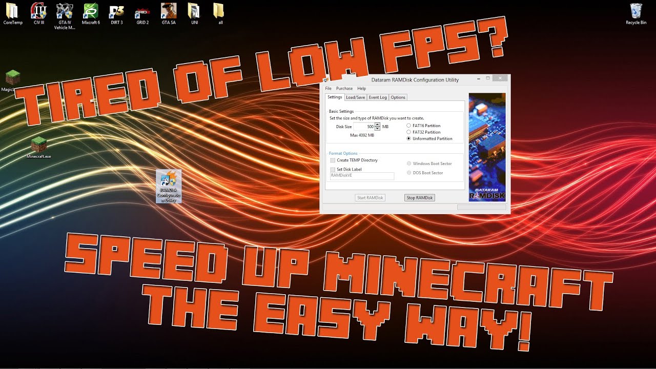 [Get High FPS the Easy Way!] How to Create a Ramdisk for Minecraft PC ...