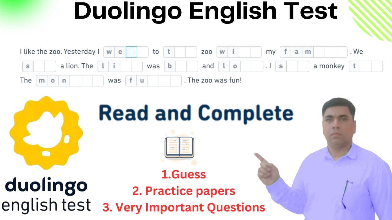 Read and Complete | Fill in the Blanks Practice Papers for Duolingo ...