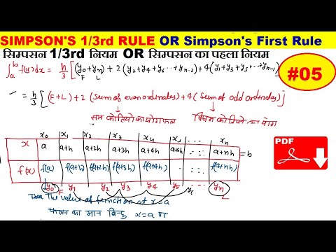 #05 Simpson's 1/3rd rule | simpson one third rule | solve 1/x using simpson first rule with ...