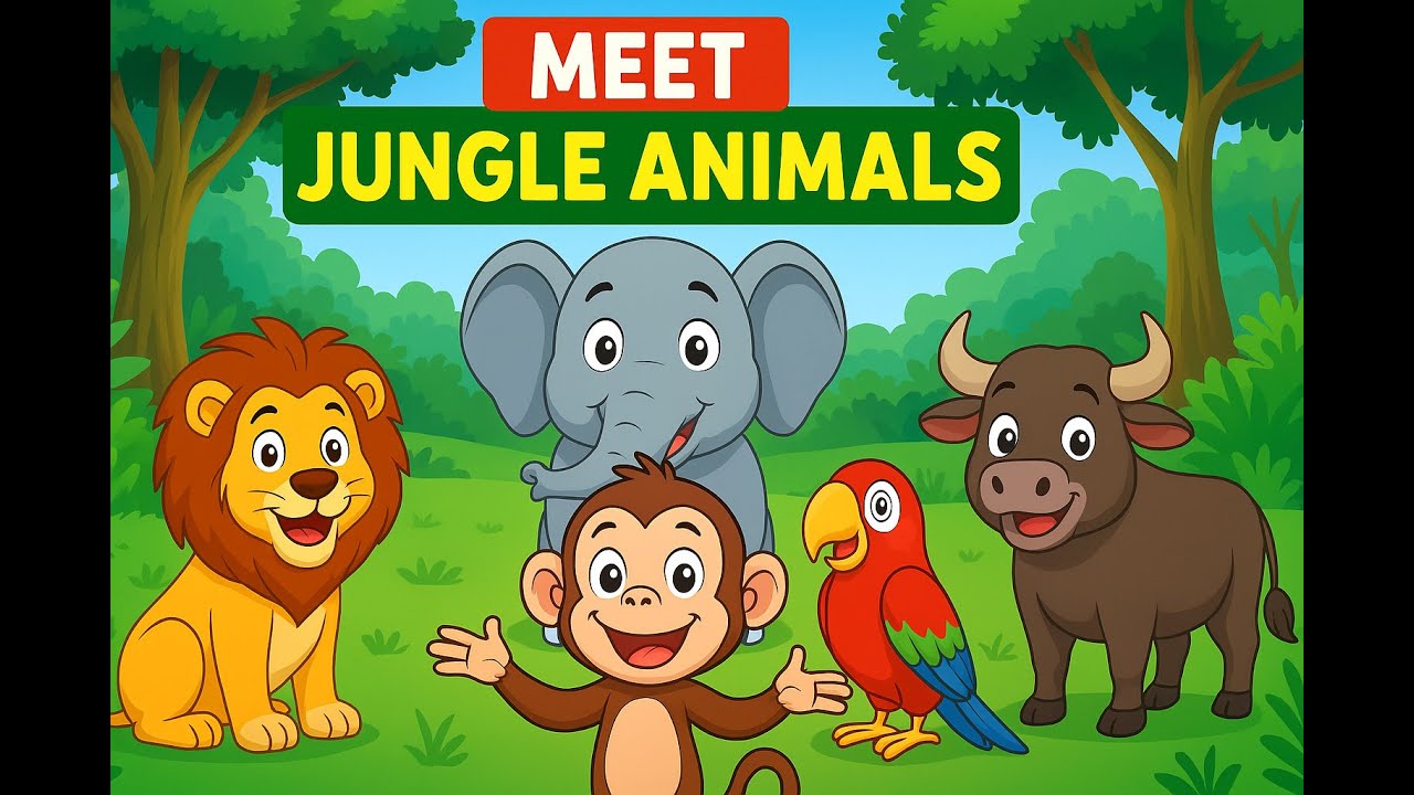 Meet Jungle Animals for Kids – Monkey, Lion, Elephant, Parrot & Buffalo ...