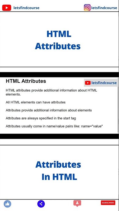HTML Attribute | Attribute In HTML #html - YouTube