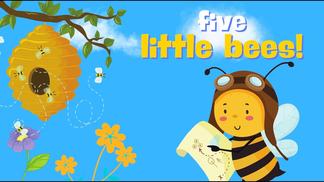 Five Little Bees | Numbers Song for Kids | Fun and Educational Nursery ...