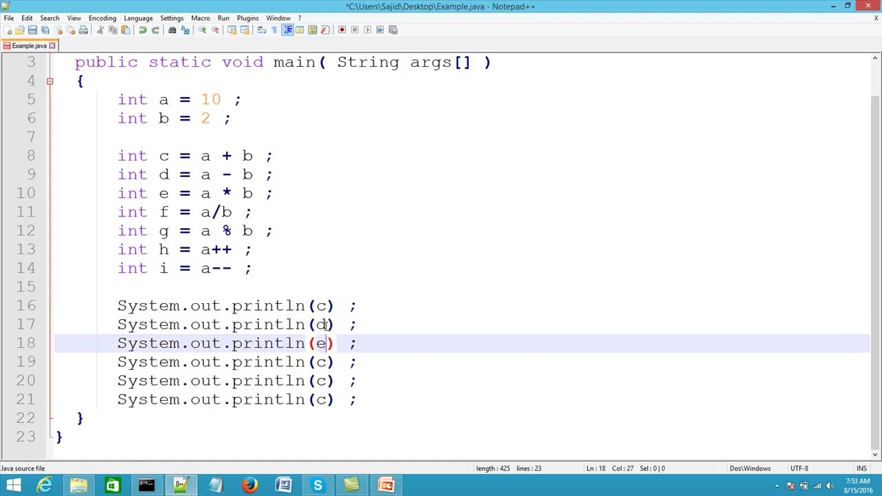 Java Programming Arithmatic Operators 2022 Youtube 3151