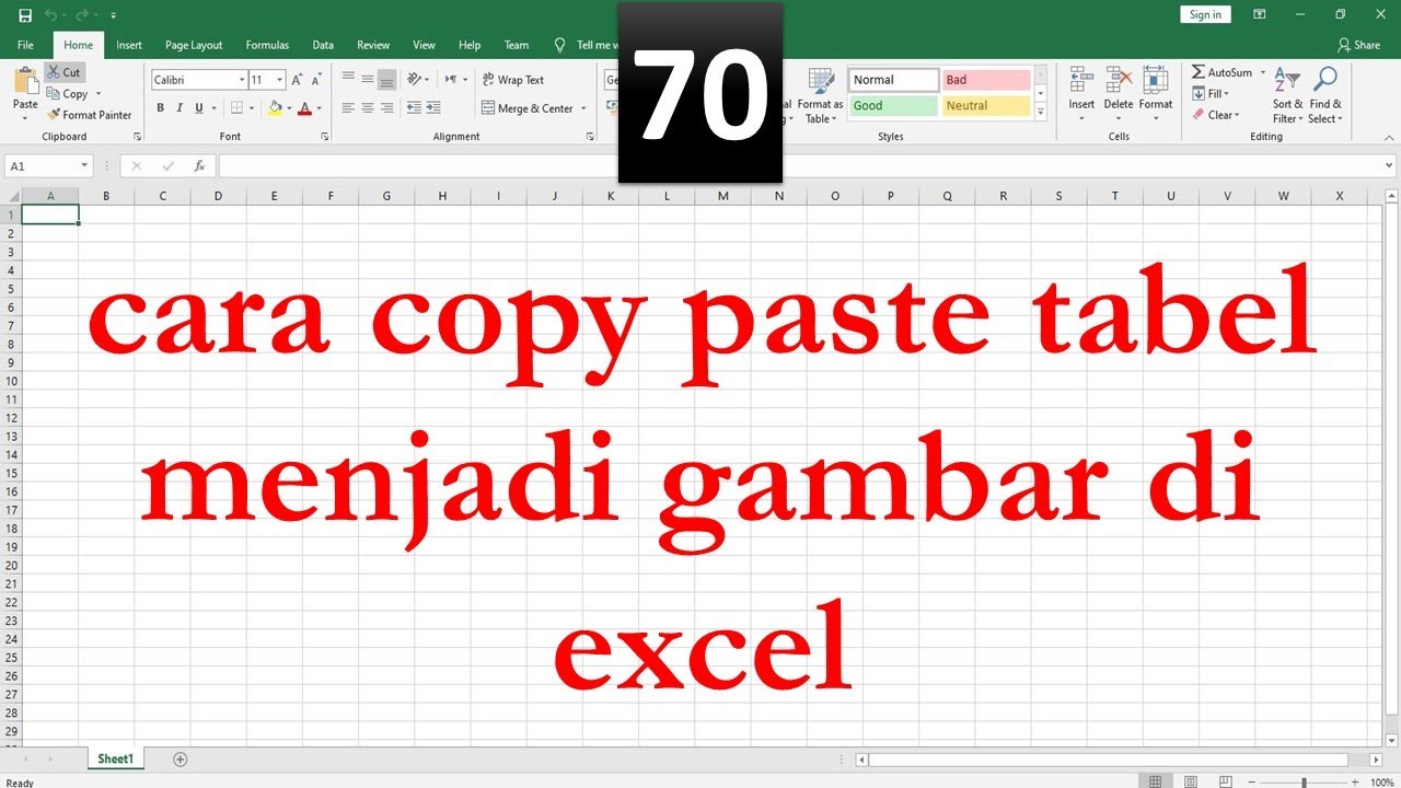 cara copy paste tabel menjadi gambar di excel - YouTube