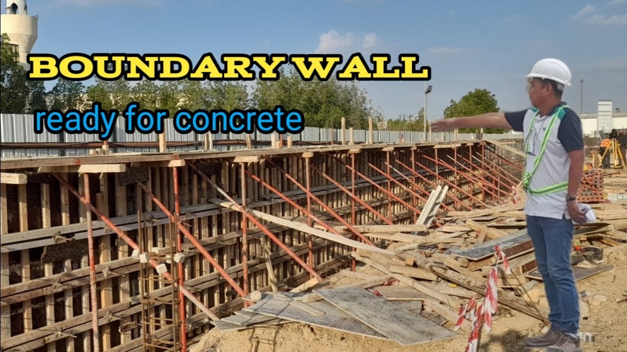 Boundary wall shuttering work prior for concreting - YouTube