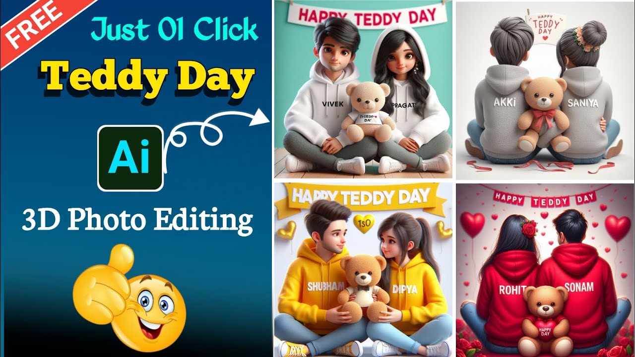 Teddy 🧸 Day 3D Ai photo editing || Couple's image creator Full Tutorial ...