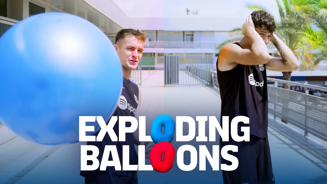 🎈💥💥🎈 BOOM! EXPLODING BALLOONS CHALLENGE WITH MARC CASADÓ & HÉCTOR FORT | FC Barcelona 🔵🔴 - YouTube