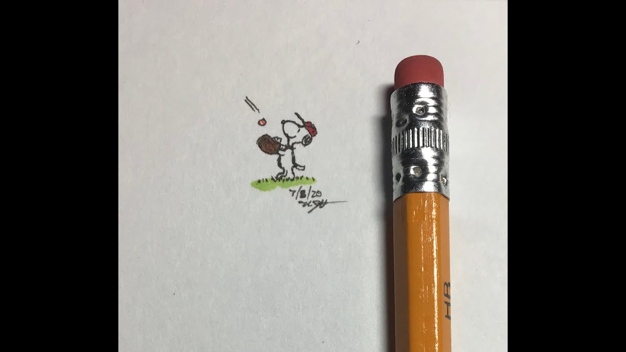 Micro Drawing - Snoopy Catching Baseball - YouTube