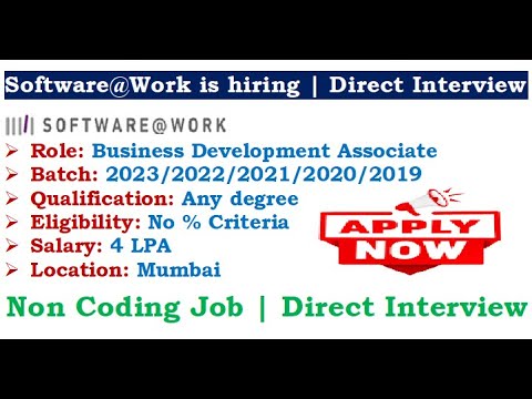 Software @ work is hiring 2023/22/21/20/19 batch | No % Criteria | Non ...