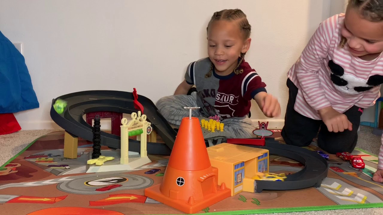 Lambo Lando Plays With The Disney Cars Race Track! - YouTube
