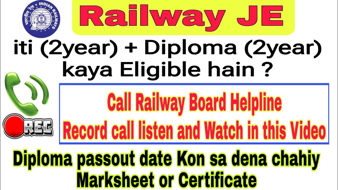 RRB JE kaya eligible for iti plus diploma lateral entry Apply possible ...