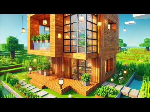 🤔🤔آموزش ساخت خانه شیک و مدرن 6x8 در ماینکرفت | Minecraft Modern House ...