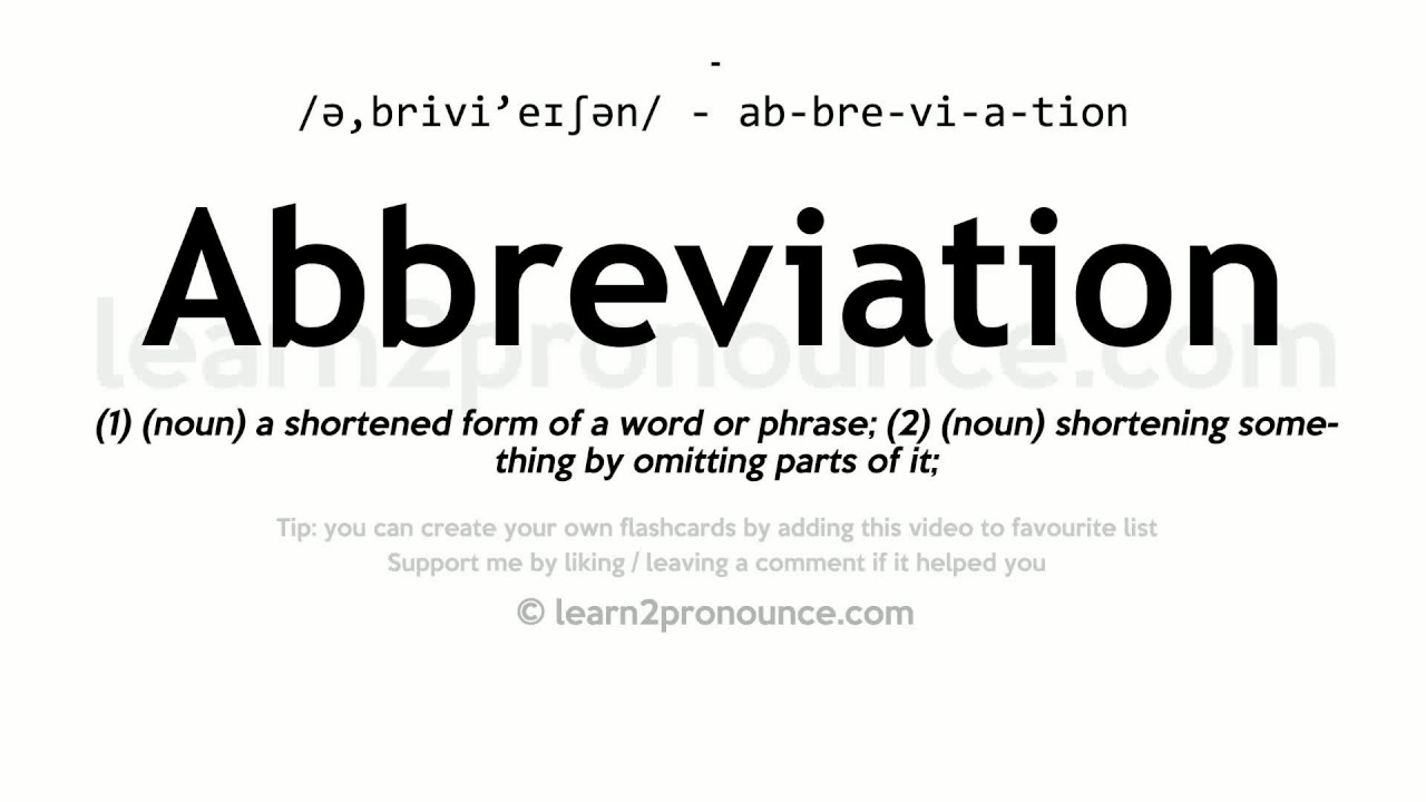 Pronunciation of Abbreviation | Definition of Abbreviation - YouTube