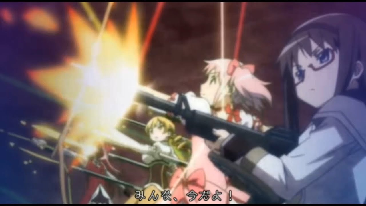 Madoka Homura Mami Kyoko fight Oktavia von Seckendorff Madoka Magica ...