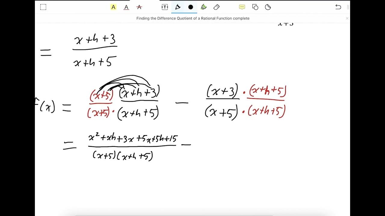 Finding the Difference Quotient of a Rational Function - YouTube
