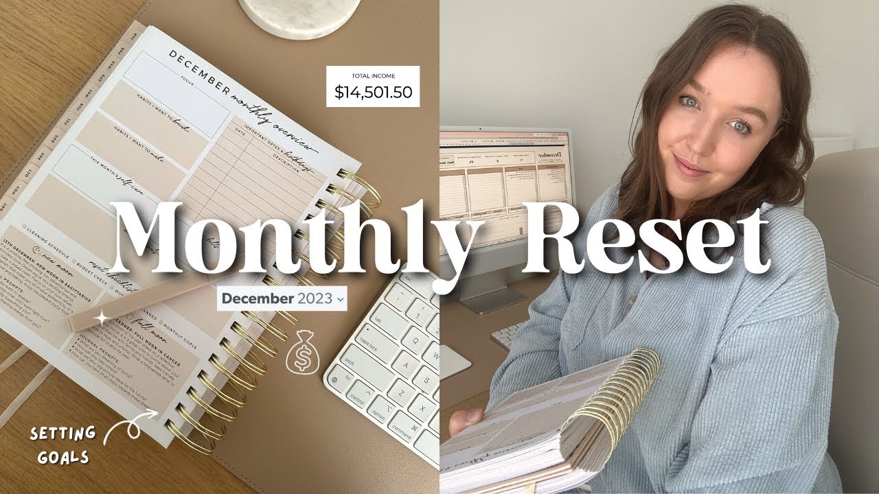DECEMBER MONTHLY RESET | setting goals, budget with me, new financial ...