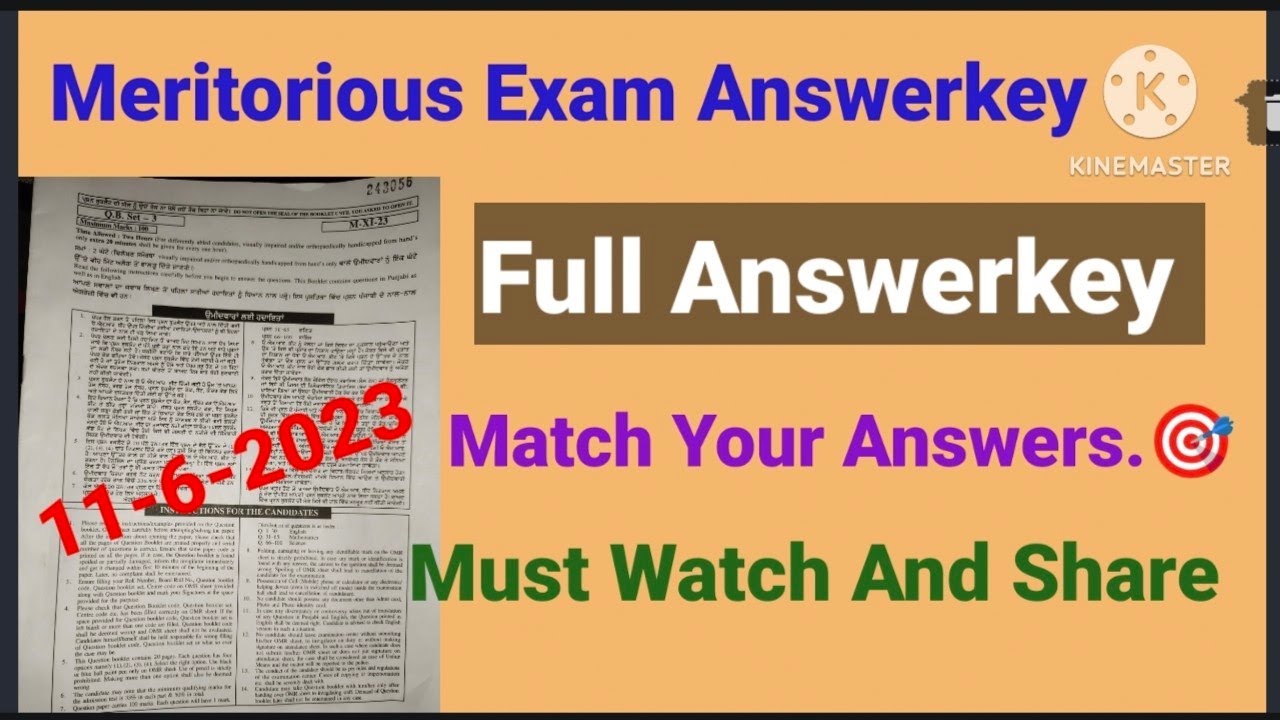 Meritorious paper Answerkey 11 june 2023 #answerkey meritorious exam 11 ...