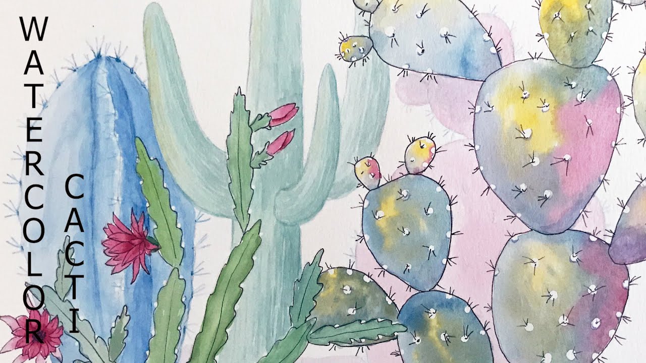 Watercolor Cacti Tutorial for Beginners - YouTube