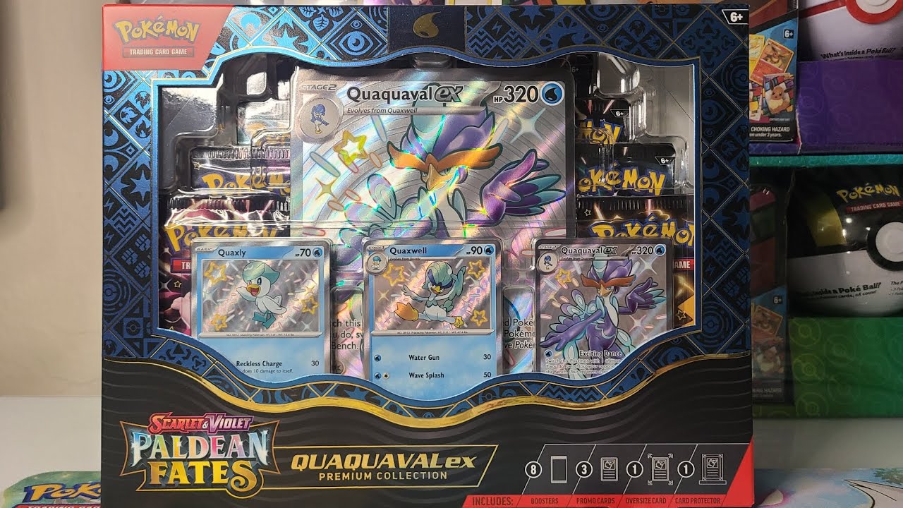 Paldean Fates Quaquaval ex Premium Collection Box Opening (Shiny Quaxly ...