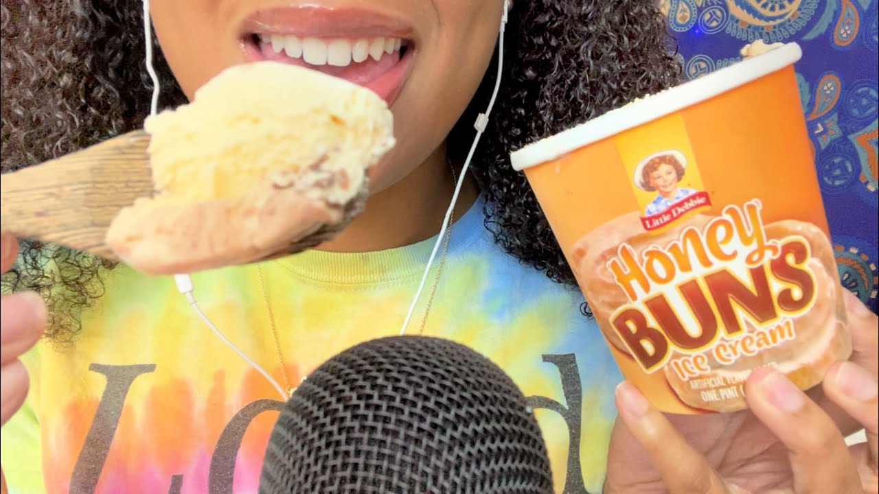 ASMR | Little Debbie Honey Buns Ice Cream 🍨 👁👄👁 | Taste Test - YouTube