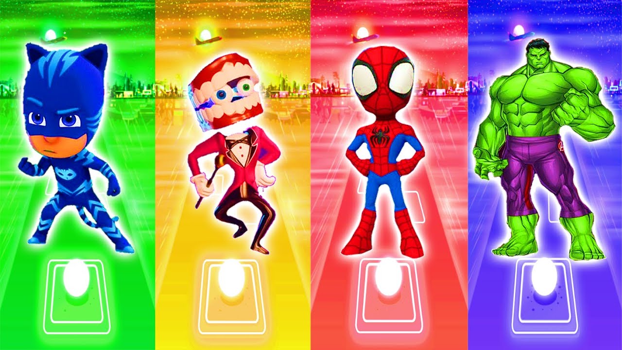 Catboy VS Caine VS Spider Msn VS Hulk | Tiles Hop EDM Rush - YouTube