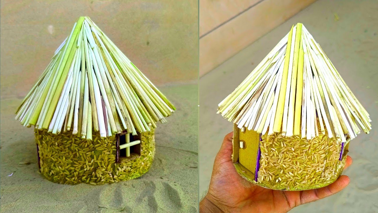 DIY How To Make Mini Hut with package box paper - YouTube