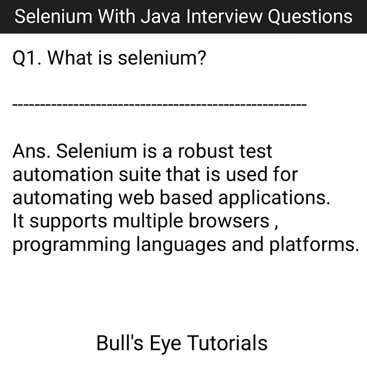 Selenium Interview Questions And Answers Selenium With Java Part 1 Shorts