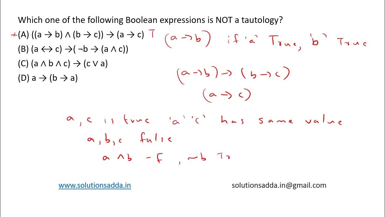Isro 2017 May Dld Tautology Gate Test Series Solutions Adda Explained By Isro Air 1