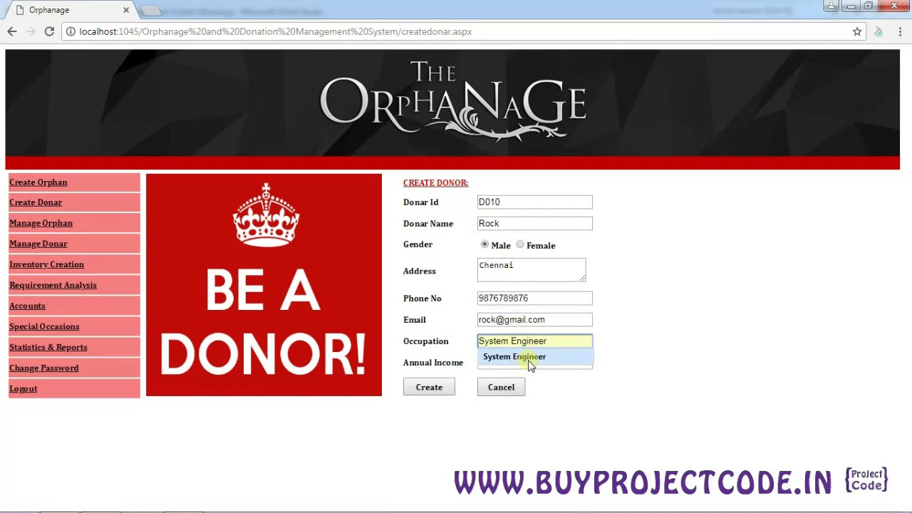 Orphanage Management System Project