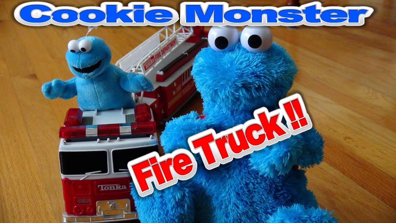 Cookie Monster Count n'Crunch Drives the FireTruck - YouTube