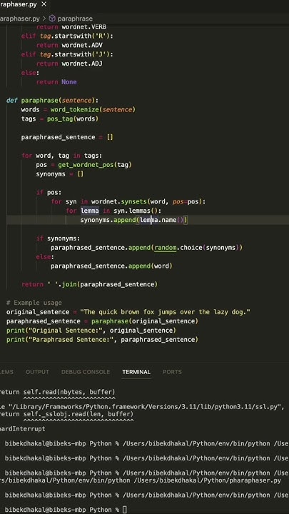 Create Your Own Text Paraphraser With Python Python Nltk Paraphrasingtool Quillbot Youtube