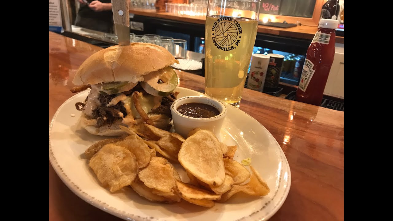 The best Philly Cheesesteak Adventure drinking Old Stone Cider - YouTube