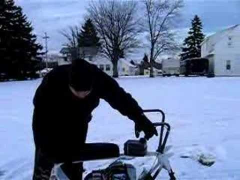 homemade mini snow bike prototype snowmobile minibike snowbike - YouTube