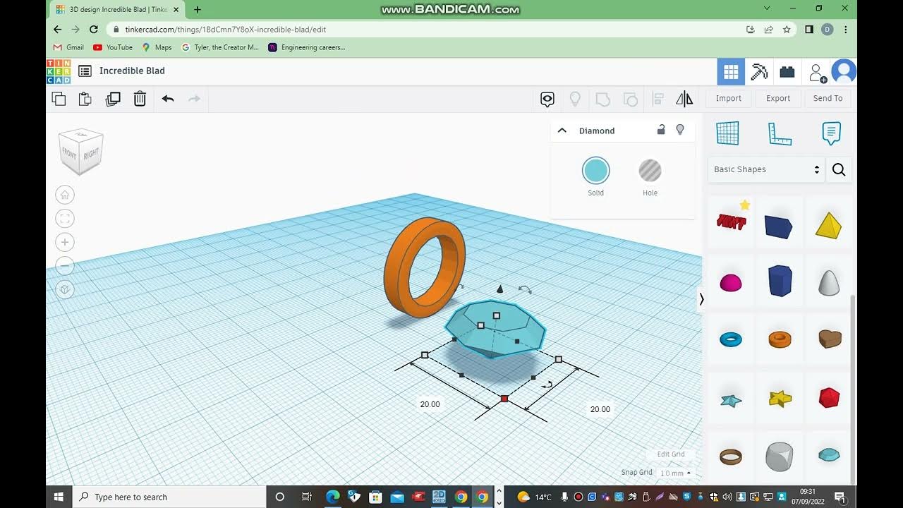 How to make a ring in TinkerCad - YouTube